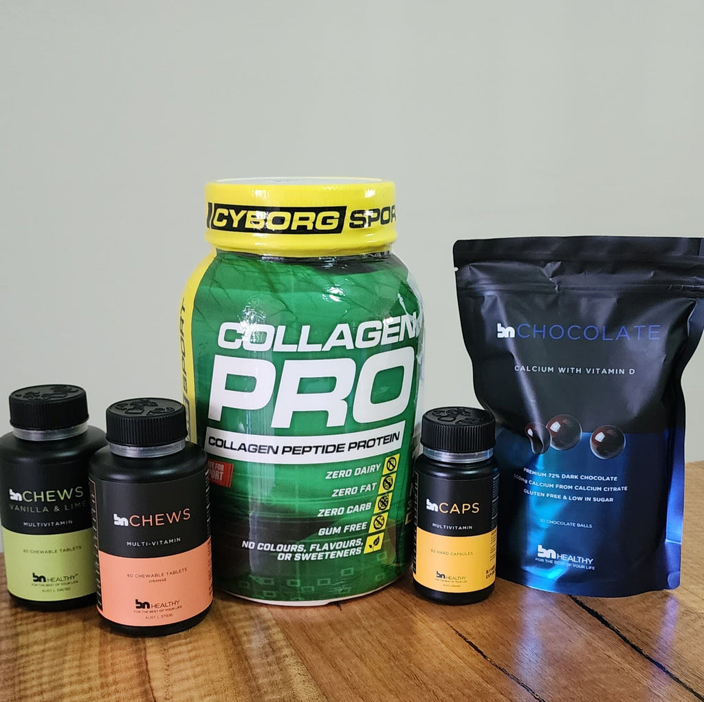 Collagen Protein Powder, Chocolate Calcium + 3 Month Multivitamin Pack ...